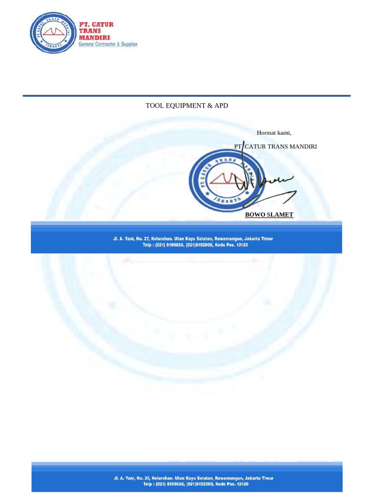 Tool Equipment & APD - Form | PDF