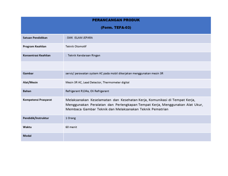 LK 6. FORM TEFA.03 (PerancanganProduk) | PDF