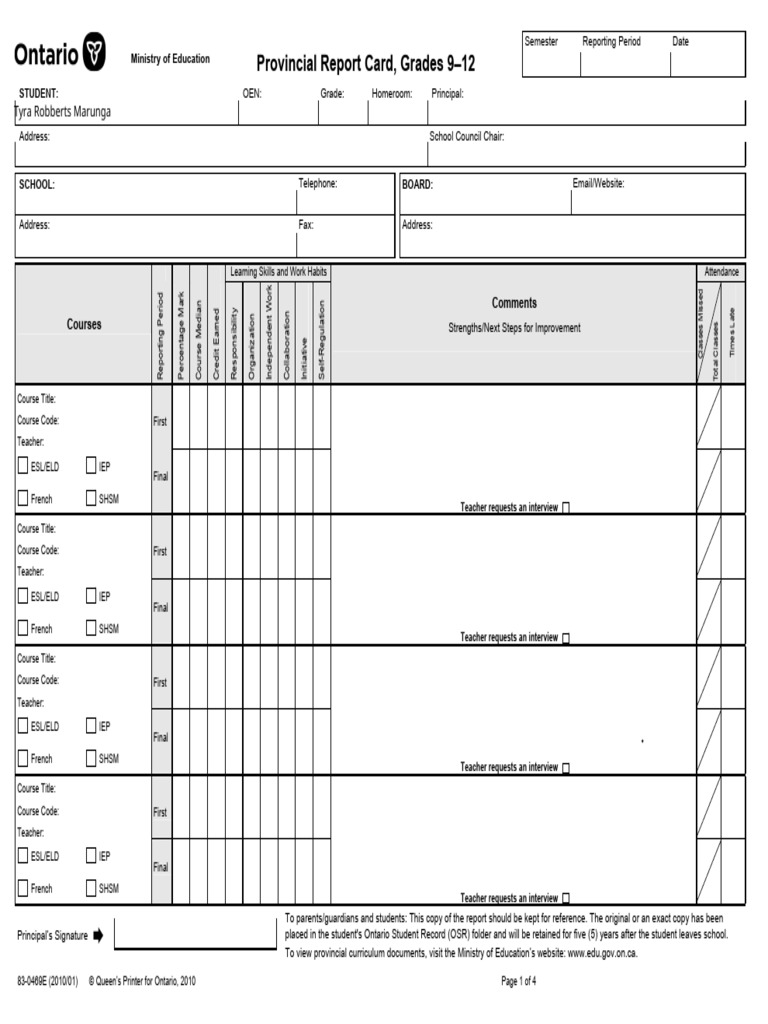 Report Card | PDF | Individualized Education Program | Teachers