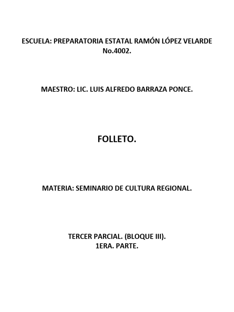 Folleto 3er. Parcial Sem. de Cult. Regional 1era. Parte Agos 24 - Ener 25 | PDF | Hernán Cortés ...