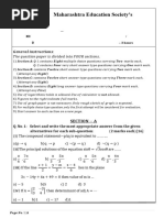 TMUA 2022 Paper 1 Worked Answers | PDF | Quadratic Equation | Area