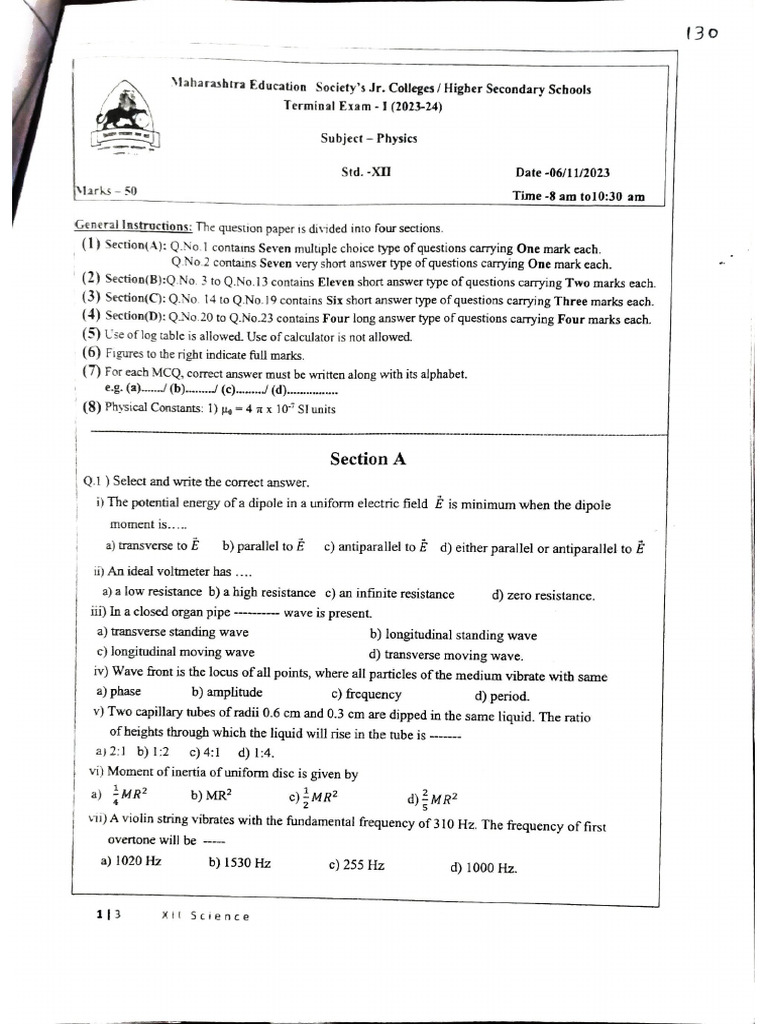 Physics TERM-1 (2023-24) | PDF