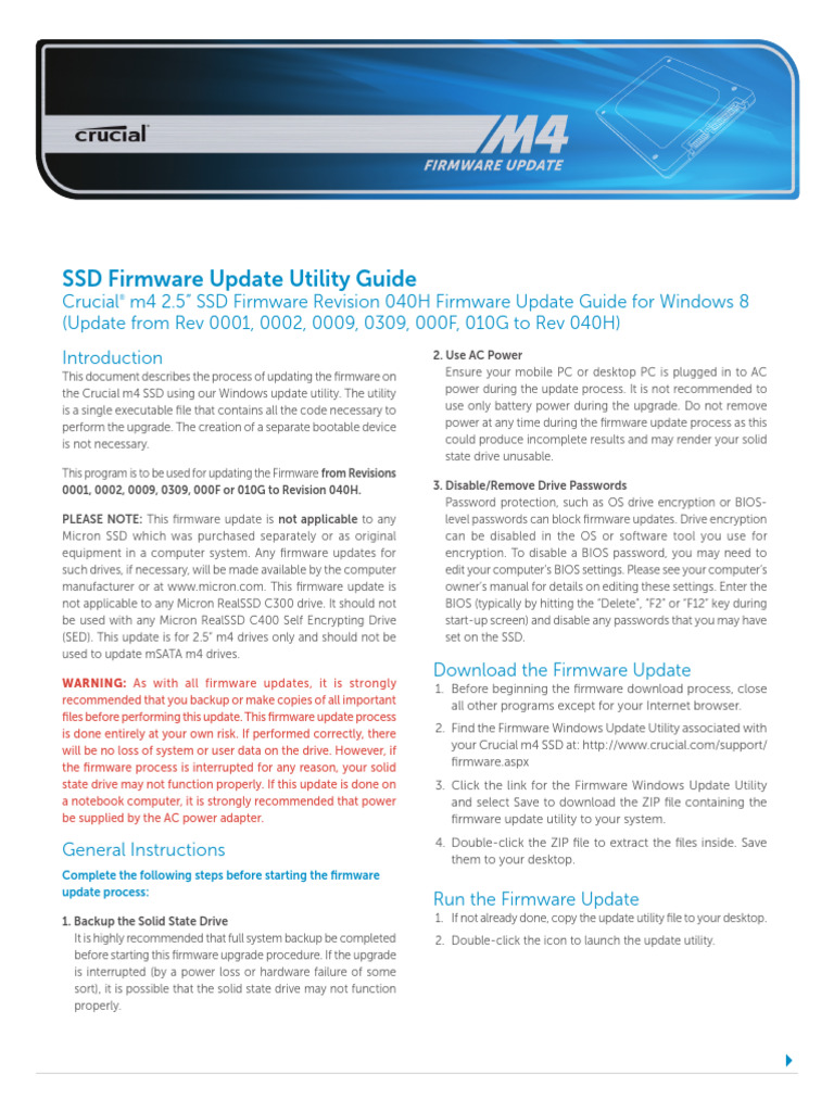 Crucial m4 Firmware Windows8-Utility 040H | PDF | Booting | Bios