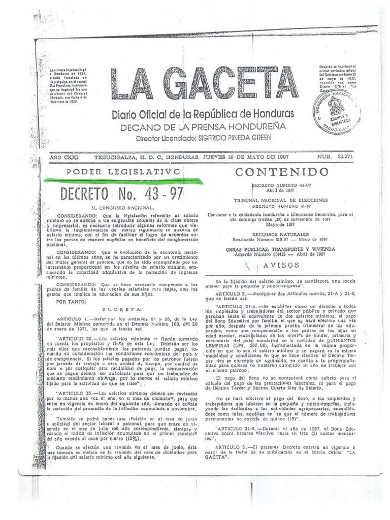Gaceta 29320 Decreto No. 43 97 Bono Educativo y Acuerdo No.154 2000 Reglamento Del Bono ...