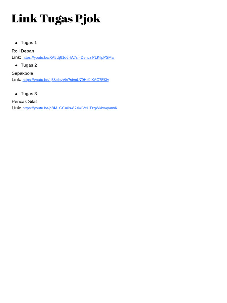 Link Tugas Pjok Bintang | PDF