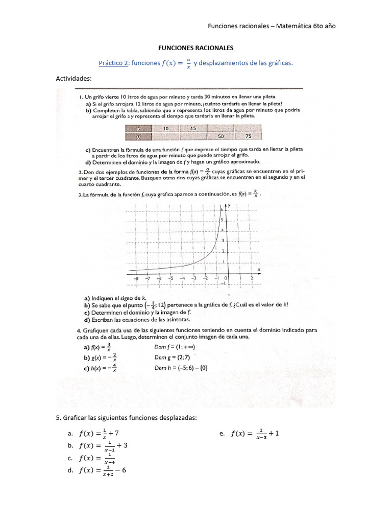 Funciones Racionales - Practico 2 | PDF