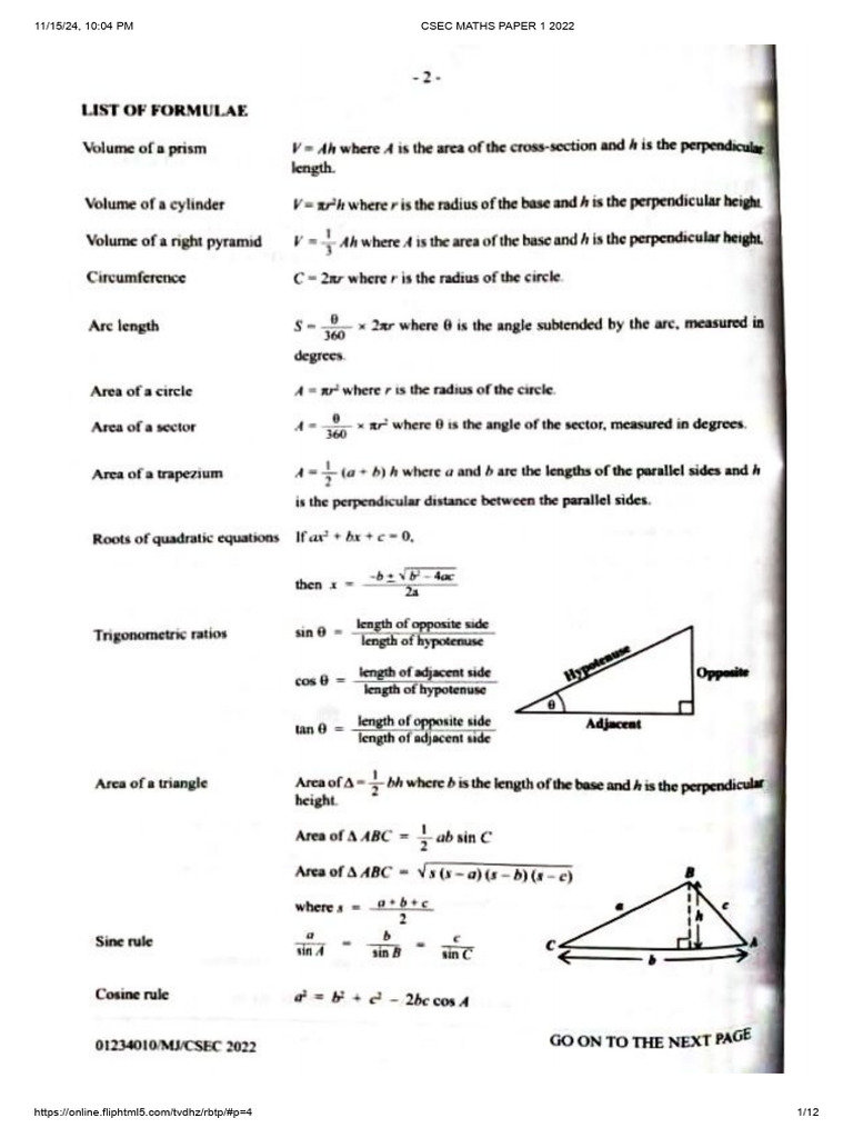Csec Maths Paper 1 2022 | PDF | Science & Mathematics
