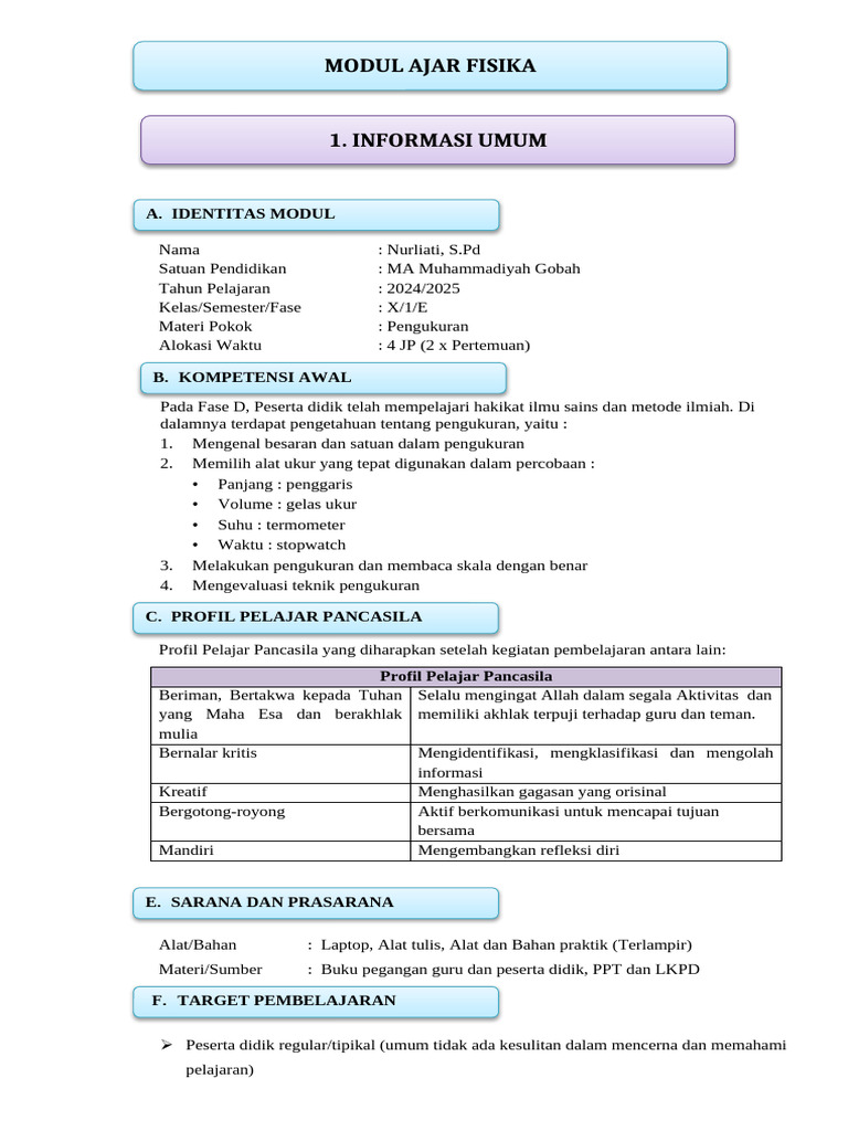Modul Pengukuran Sub Bab 1 | PDF
