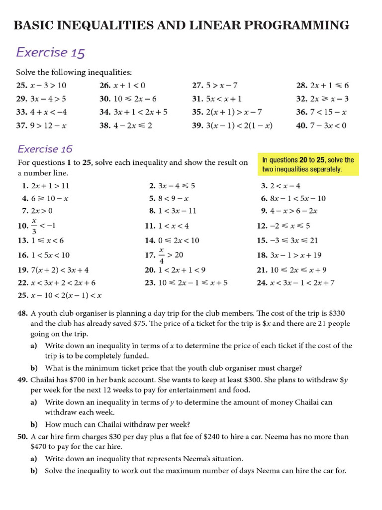 Exercises - Basic Inequalities and Linear Programming | PDF