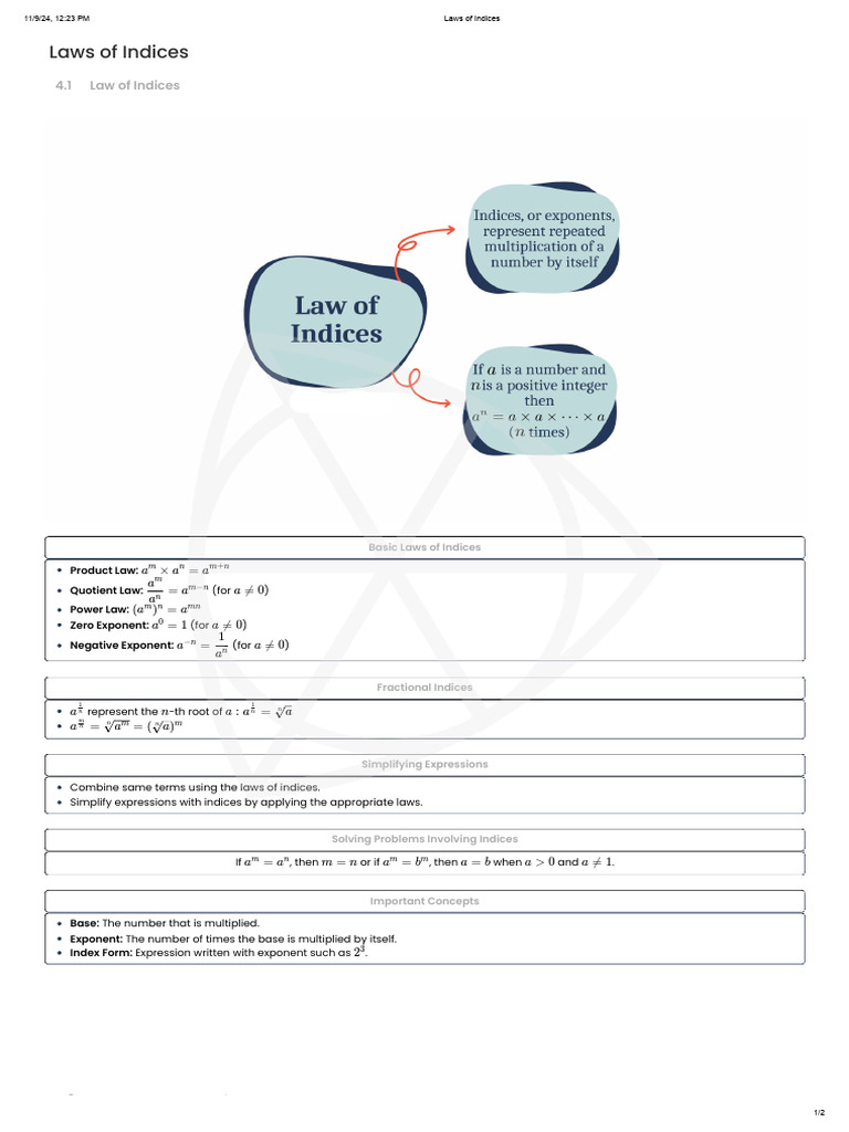 Laws of Indices | PDF | Exponentiation | Mathematical Analysis