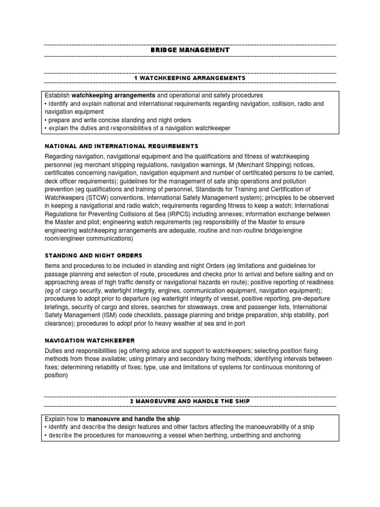 Bridge Management | PDF | Anchor | Ships