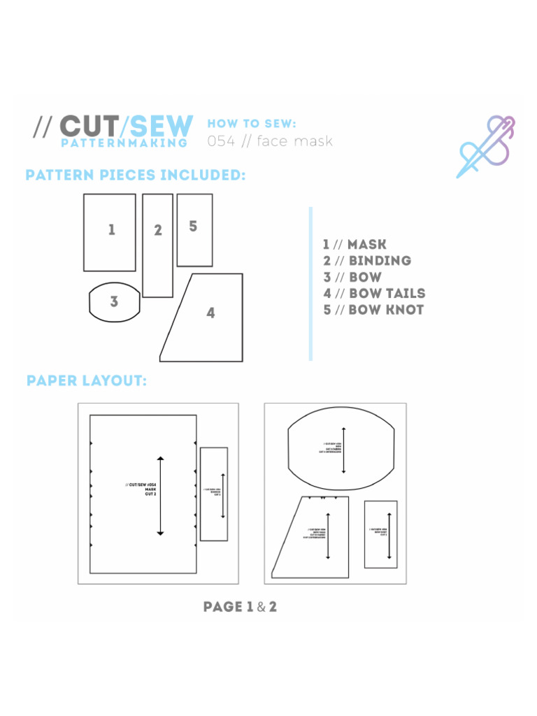 CUT - SEW Face Mask Sewing Pattern | PDF
