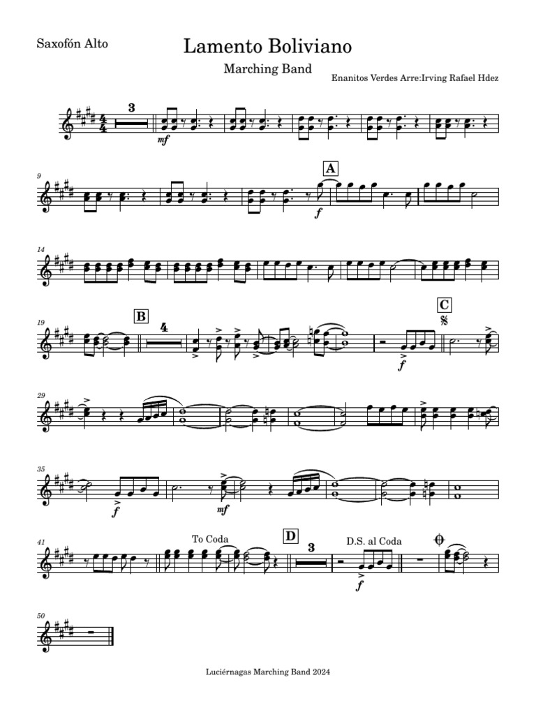 Lamento Boliviano - Saxofón - Alto | PDF