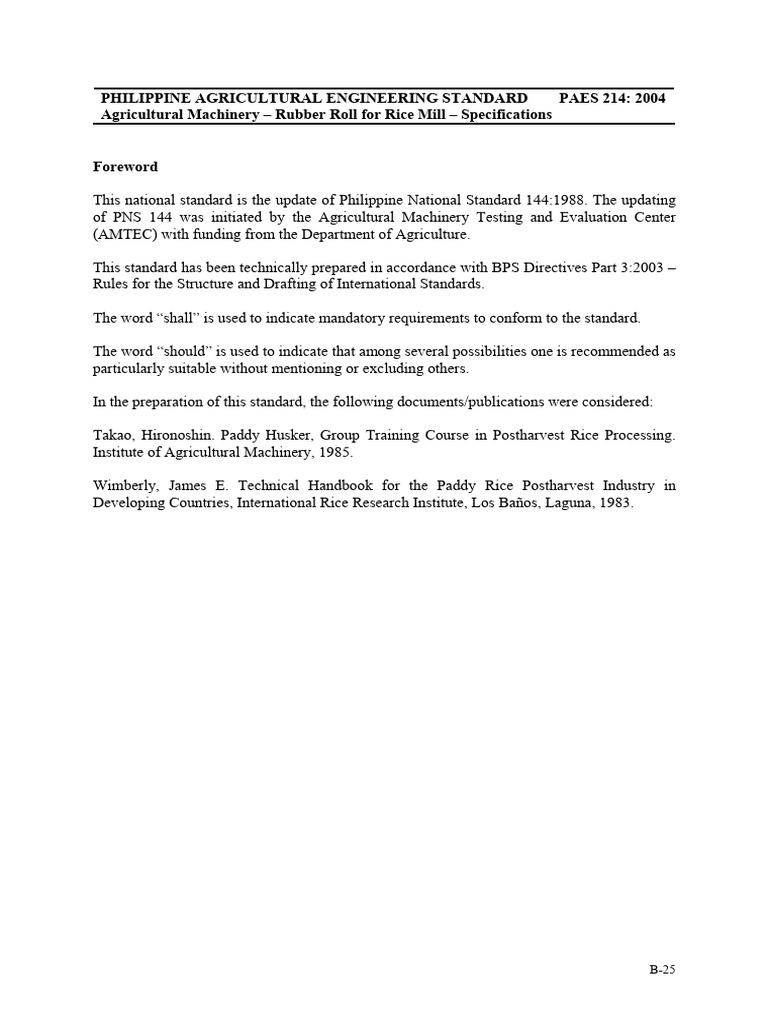 PAES 214 (AM - Rubber Roll For Rice Mill Specs) | PDF | Hardness | Iron