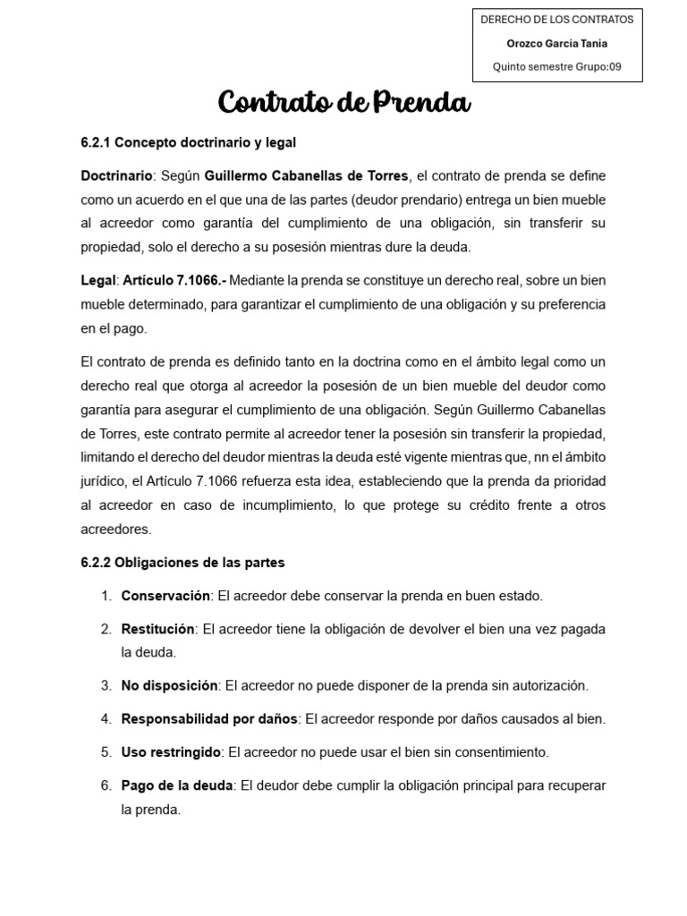 Guía Completa del Contrato de Prenda | PDF | Pagos | Justicia