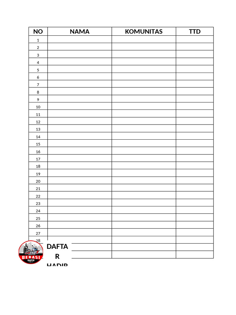 Daftar Hadir Tamu CBX | PDF