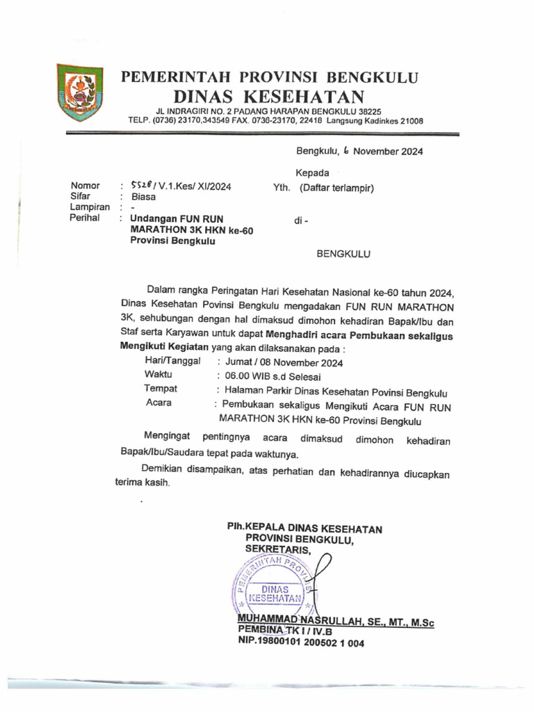 Undangan Fun Run Marathon HKN Ke 60 | PDF