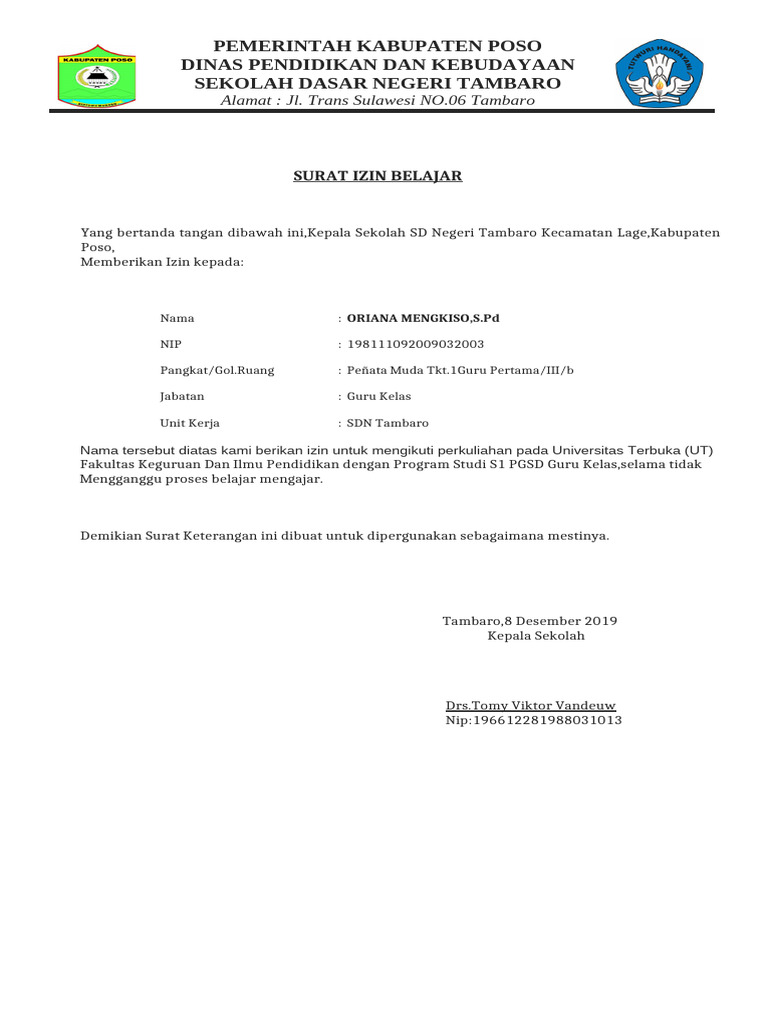 Surat Izin Belajar | PDF