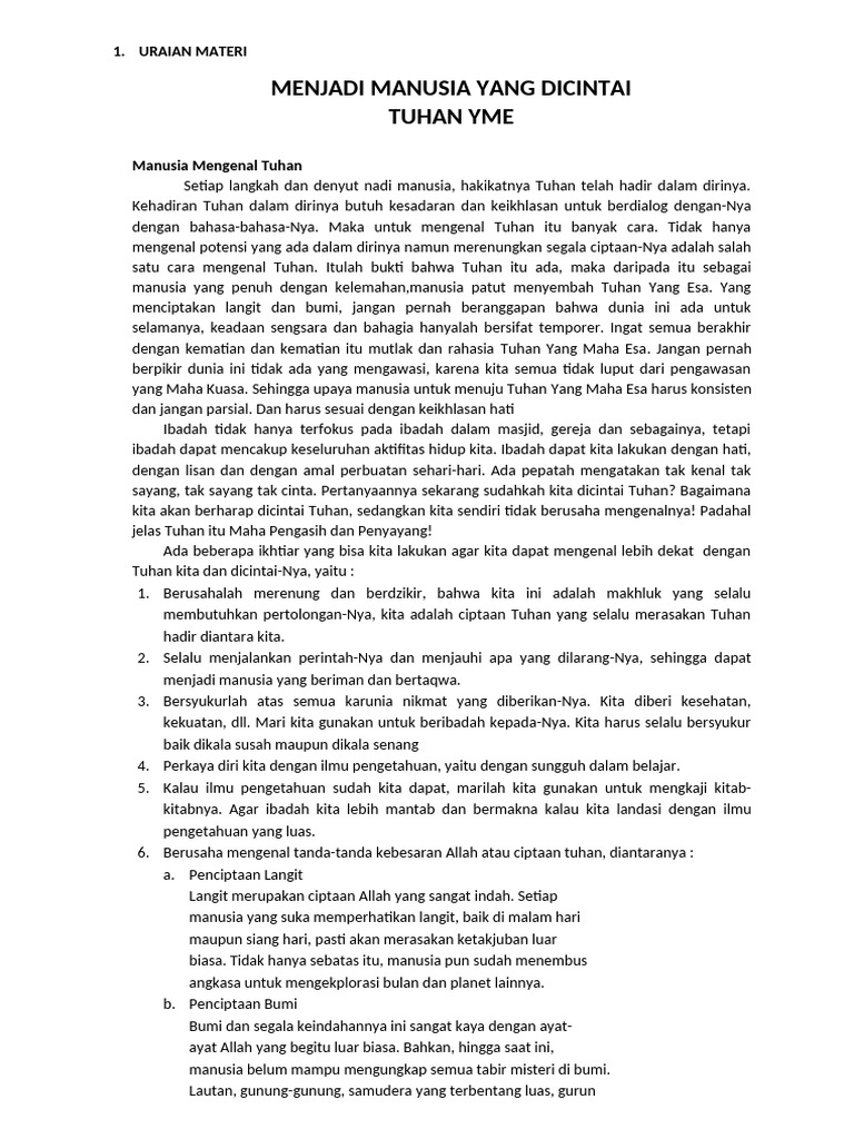 RPL Dan Materi BK - Manusia Yang Dicintai Tuhan Yme | PDF