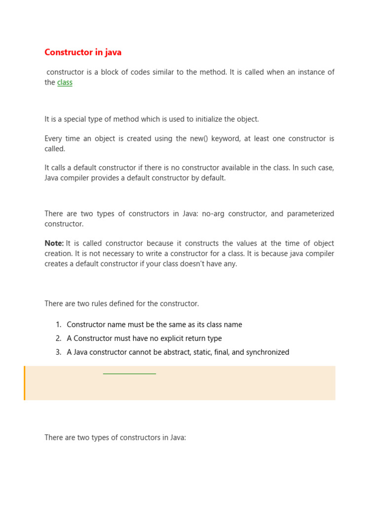 3.2 Constructor in Java (1) | PDF | Constructor (Object Oriented ... 3.2 Constructor in Java (1) | PDF | Constructor (Object Oriented ...