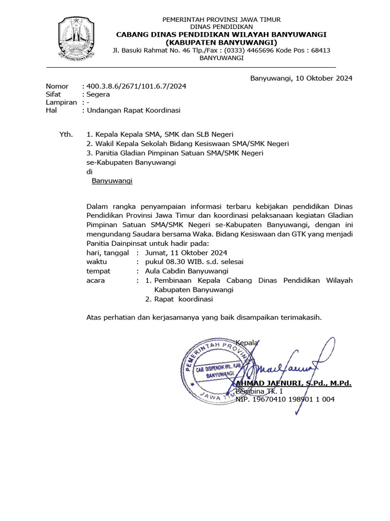 2671 - Undangan Rapat Dinas | PDF