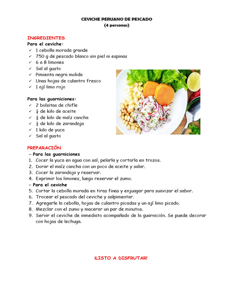 Ceviche Peruano de Pescado y Tamales | PDF | Cilantro | Comida y bebida