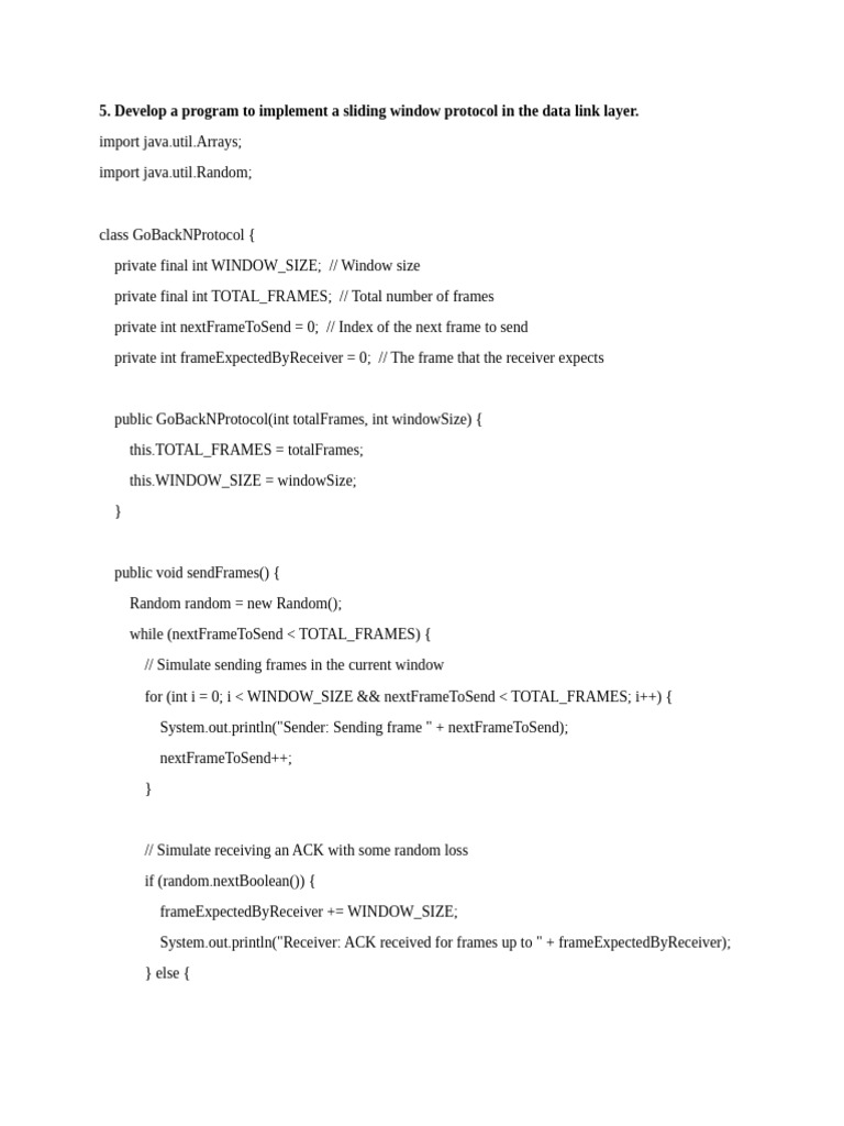 Java Sliding Window Protocol Example | PDF