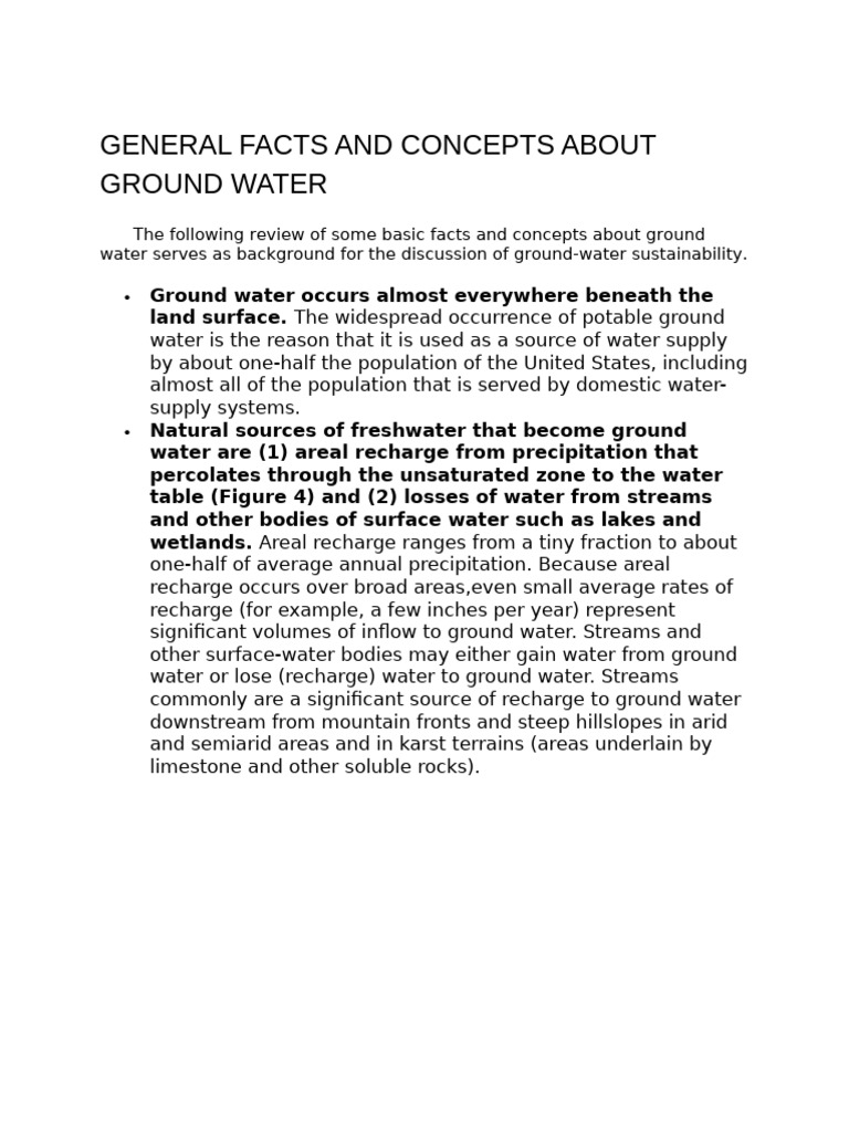 Groundwater Basics and Sustainability Facts | PDF | Groundwater ...
