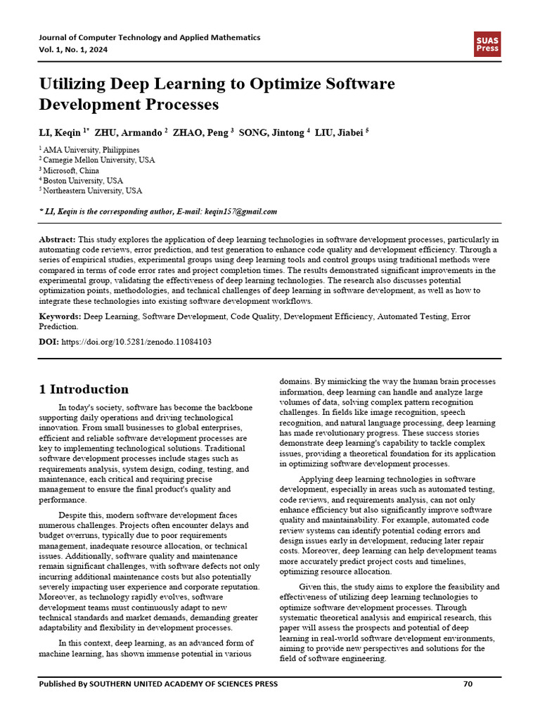 Utilizing Deep Learning To Optimize Software Development Processes | PDF | Deep Learning ...