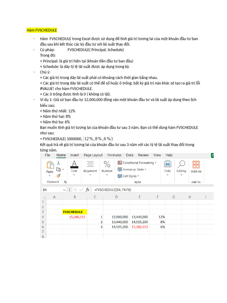 Hàm FVSCHEDULE | PDF