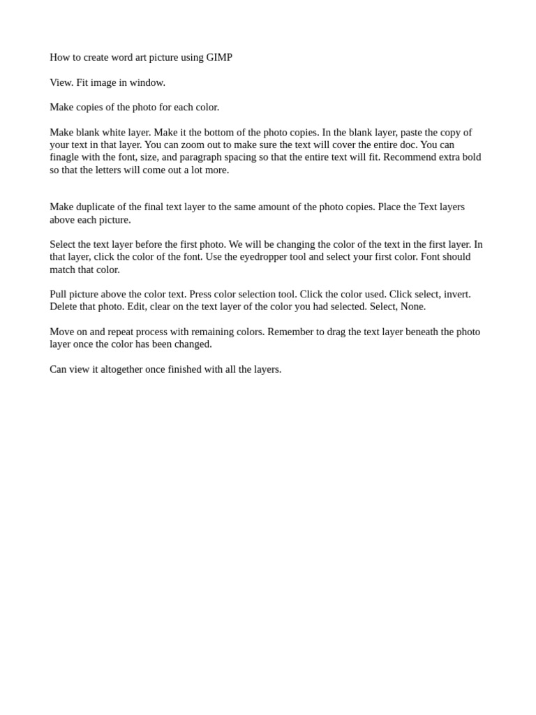 Word Art Image Gimp Tutorial | PDF