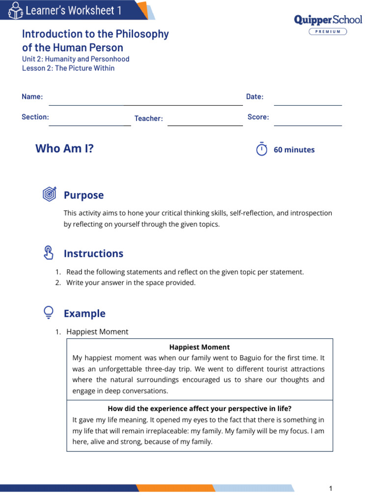 Unit 2 Lesson 2 WS 1 | PDF | Cognitive Science | Behavior Modification