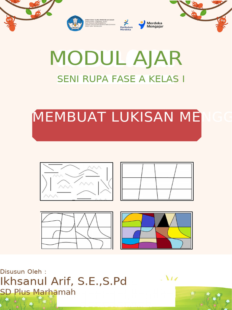 Modul Ajar Seni Rupa - Membuat Lukisan Menggunakan Pola Garis - Fase A - rAm6e6dJMy | PDF