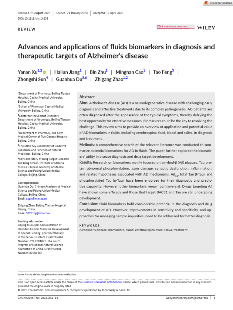 1-1 CNS Neuroscience Therapeutics - 2023 - Advances and Applications of ...