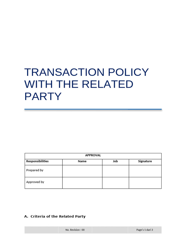 Transaction Policy With The Relatid Party | PDF | Board Of Directors ...