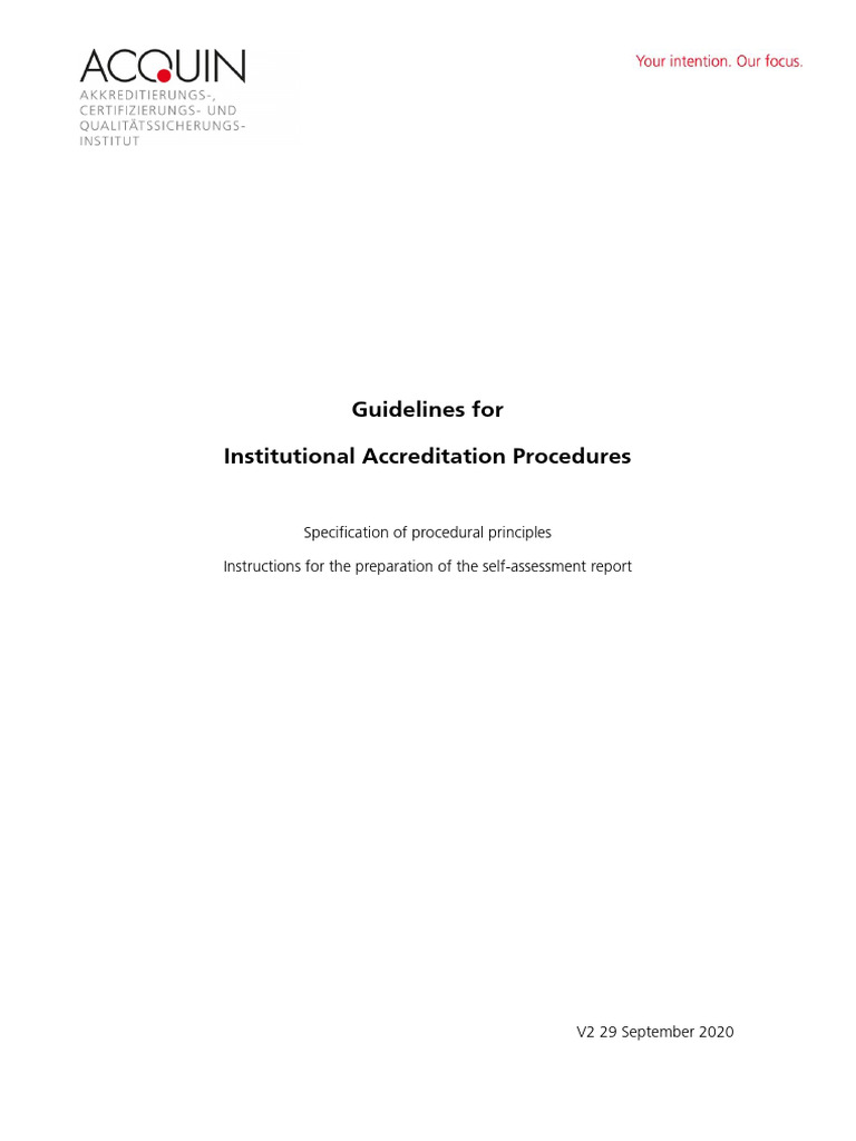 ACQUIN-Guidelines Institutional Accreditation v2 | PDF | Educational ...