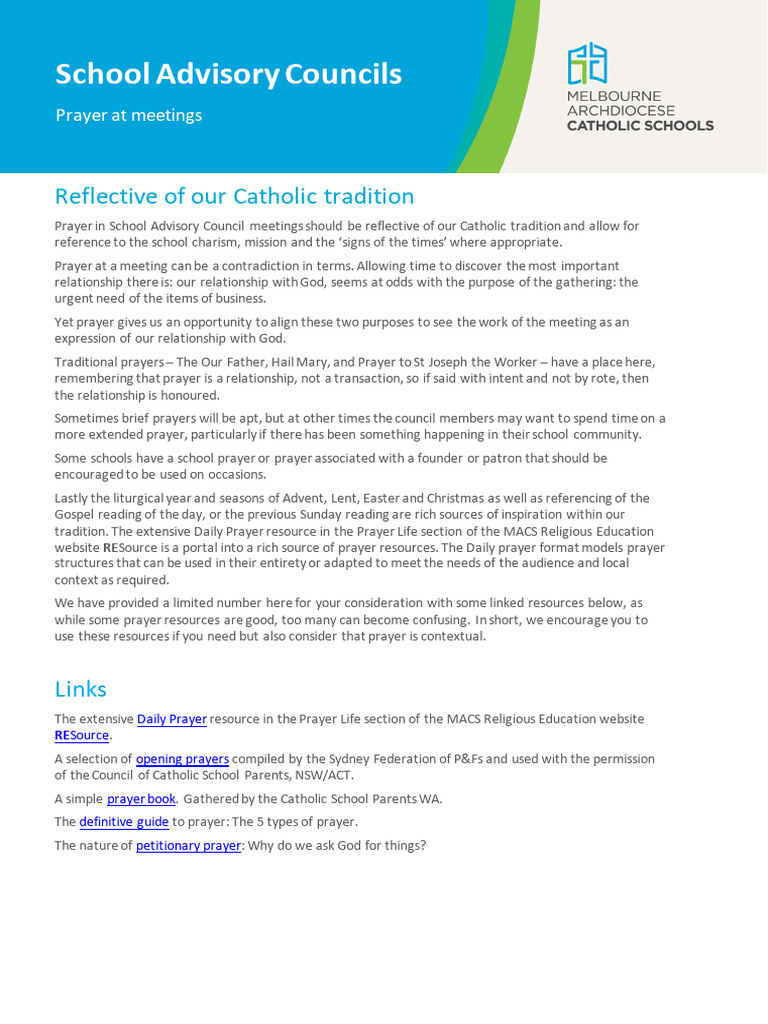 Prayer Guidelines for School Councils | PDF | Prayer | Jesus