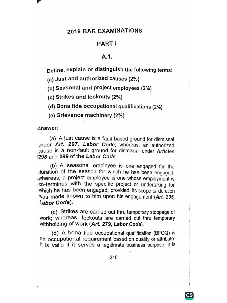 Bar Qs 2019-2022 Labor Law | PDF