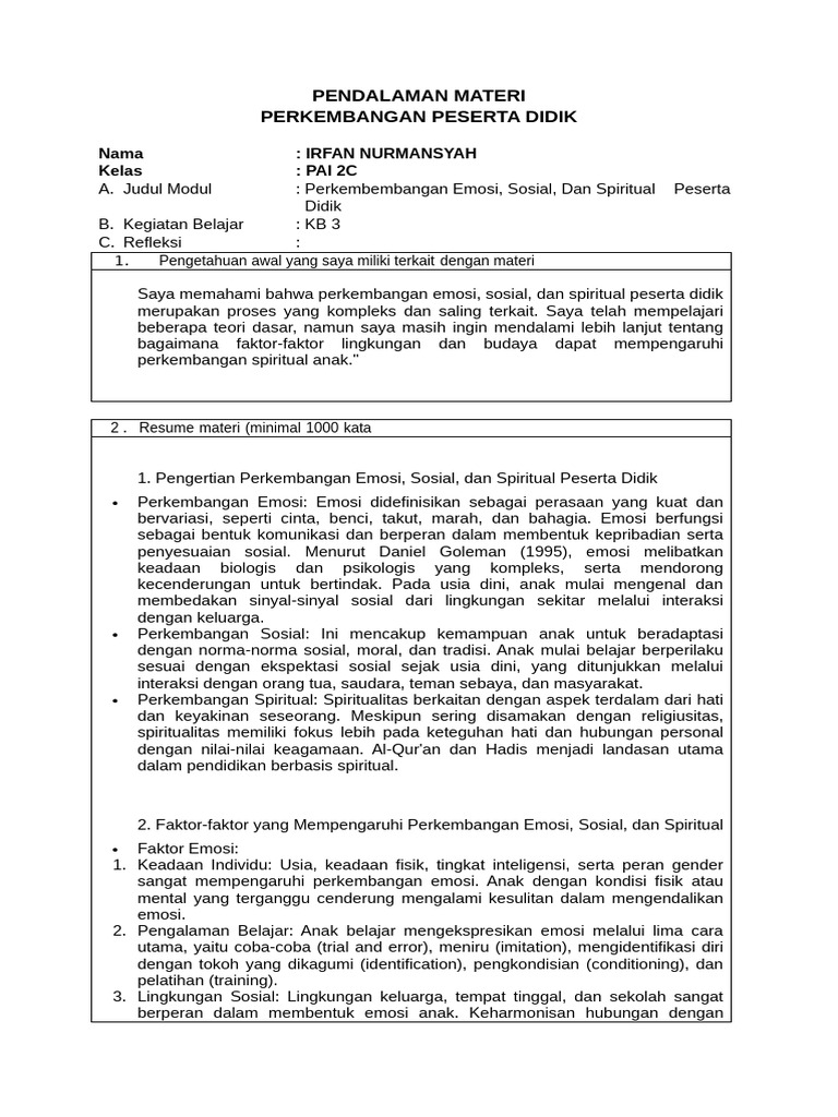 Template Pendalaman Materi KB 3 | PDF | Kesehatan Holistik