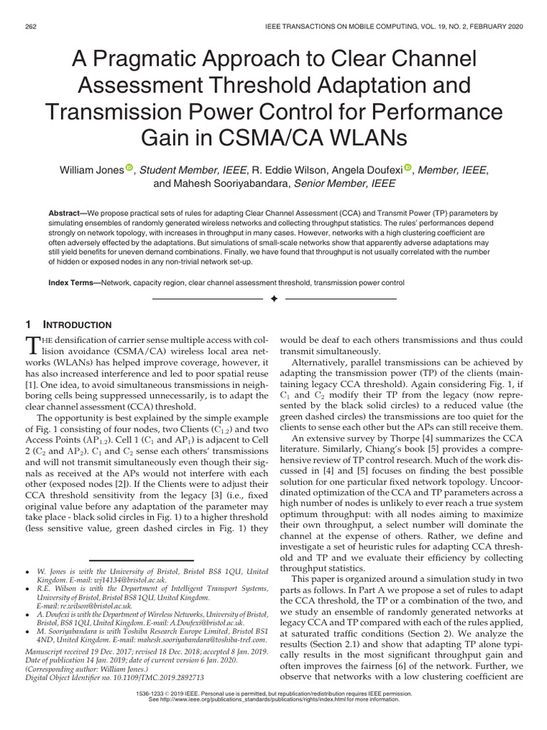 A Pragmatic Approach To Clear Channel Assessment Threshold Adaptation and Transmission Power ...