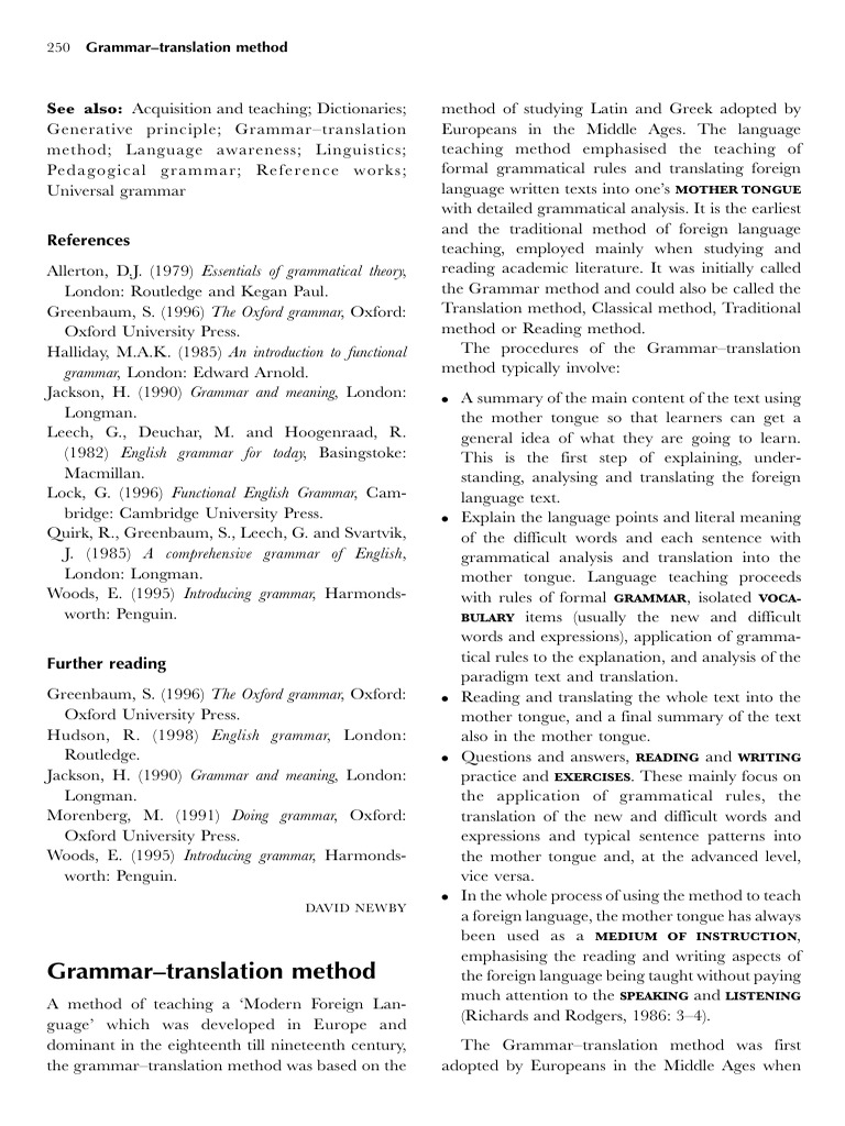 Grammar - Translation Method | PDF | Language Education | Grammar
