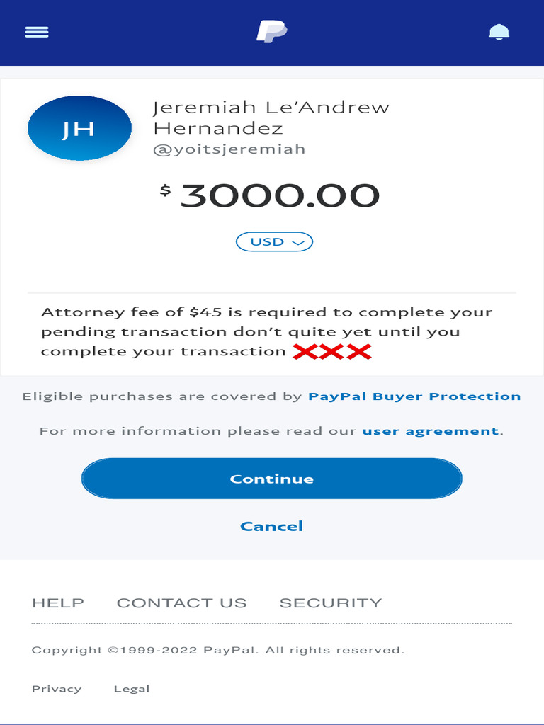 PayPal Transaction Notice | PDF