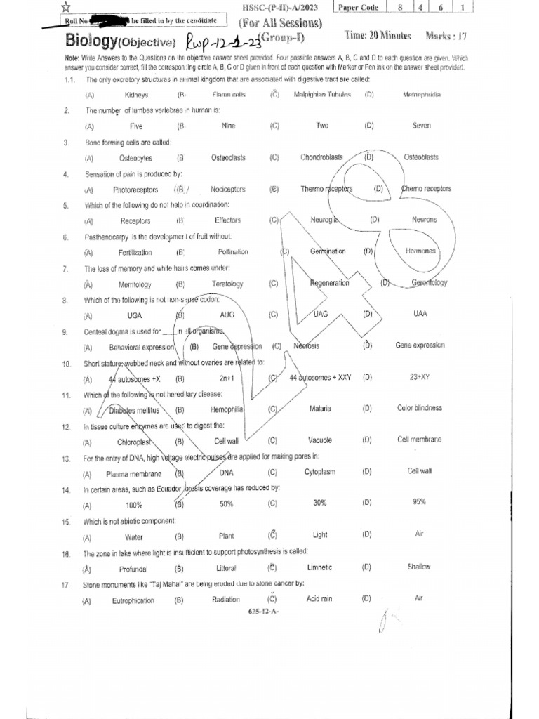 Biology-12 (RWP-23) | PDF