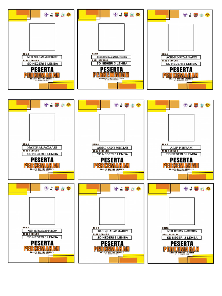 Contoh ID CARD PRAMUKA 2024 | PDF
