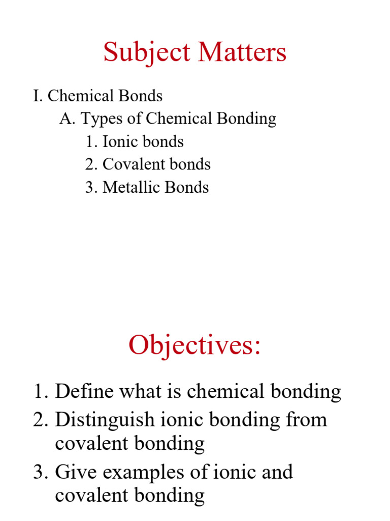 Types of Chemical Bonds Explained | PDF