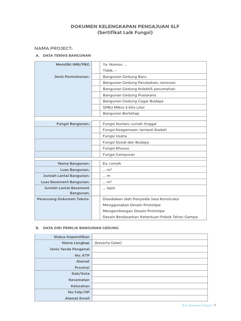 Dokumen Pengajuan SLF | PDF