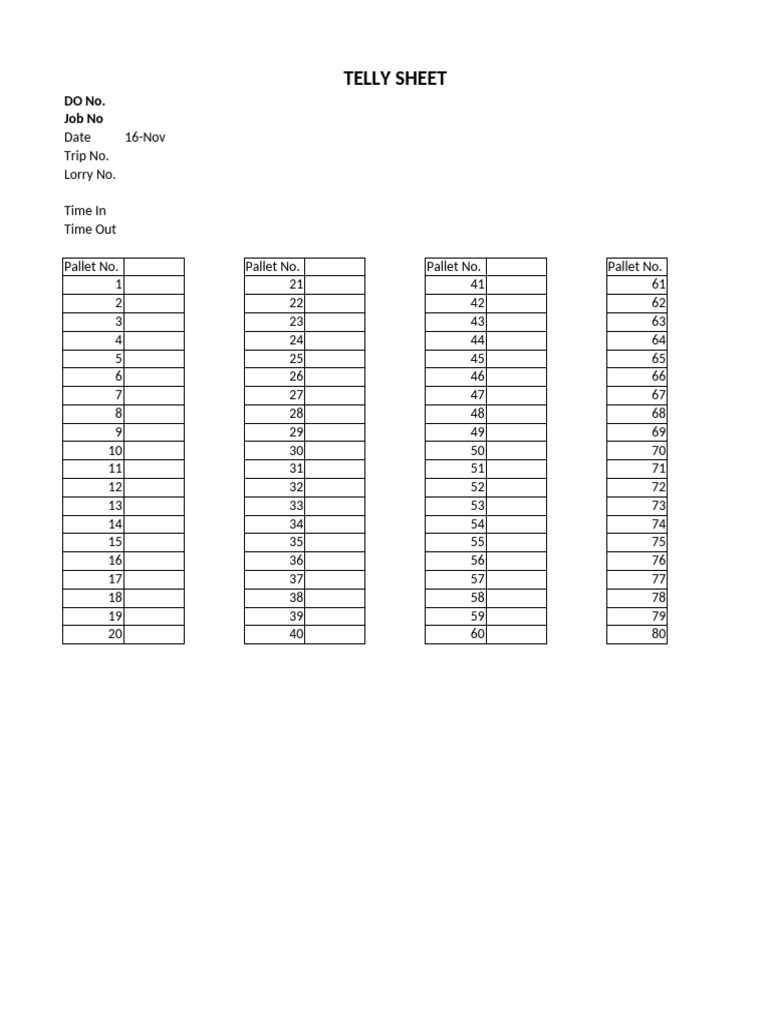 Talley Sheet | PDF