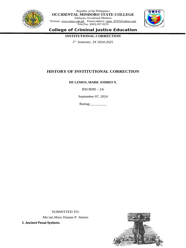 History of Institutional Correction | PDF | Prison | Rehabilitation ...