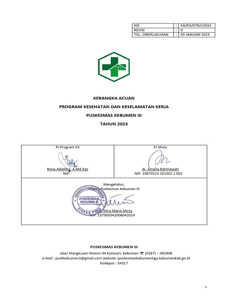 (2023) 1.3.6 Ep A Kak Program Manajemen k3 | PDF