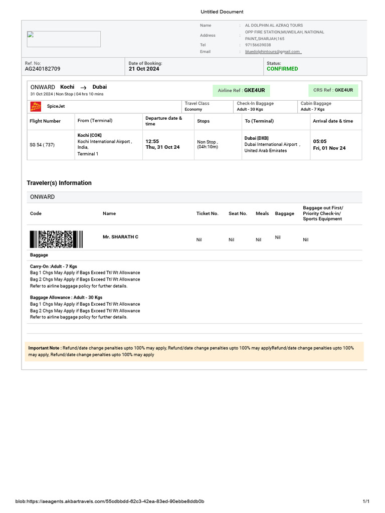 SpiceJet Flight Booking Confirmation | PDF | Airlines | Civil Aviation